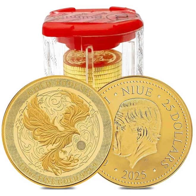 Tube of 20 - 2025 Niue 1/10 oz Phoenix Gold Coin .9999 Fine