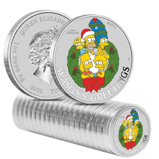 Roll of 20-2022 1 oz Tuvalu The Simpsons Season's Greetings Coin