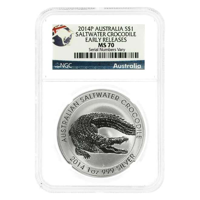 2014 1 oz Silver Australian Saltwater Crocodile NGC MS 70 ER