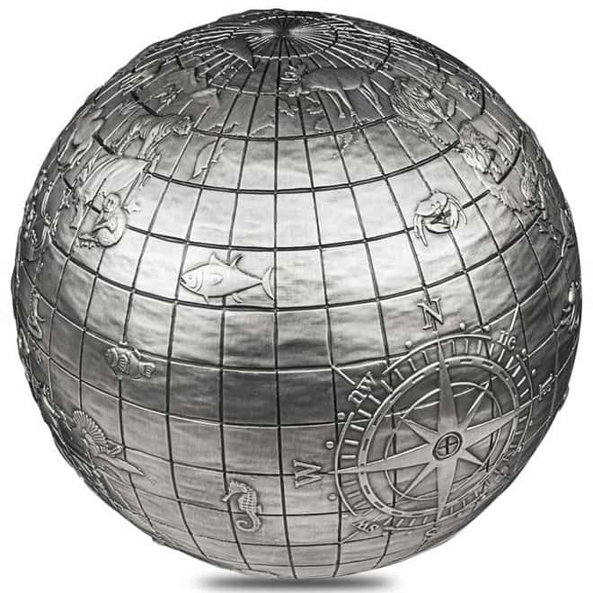 2023 Barbados 1 kilo Silver Animals of the World Globe Coin