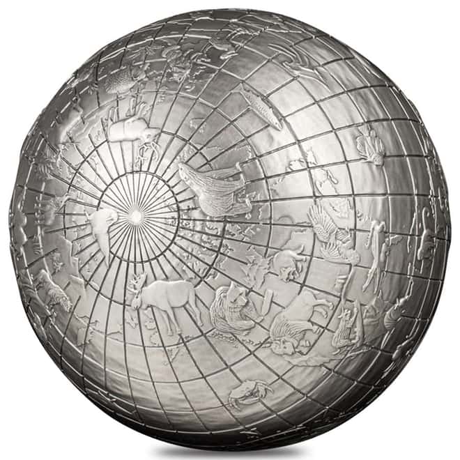 2023 Barbados 1 kilo Silver Animals of the World Globe Coin