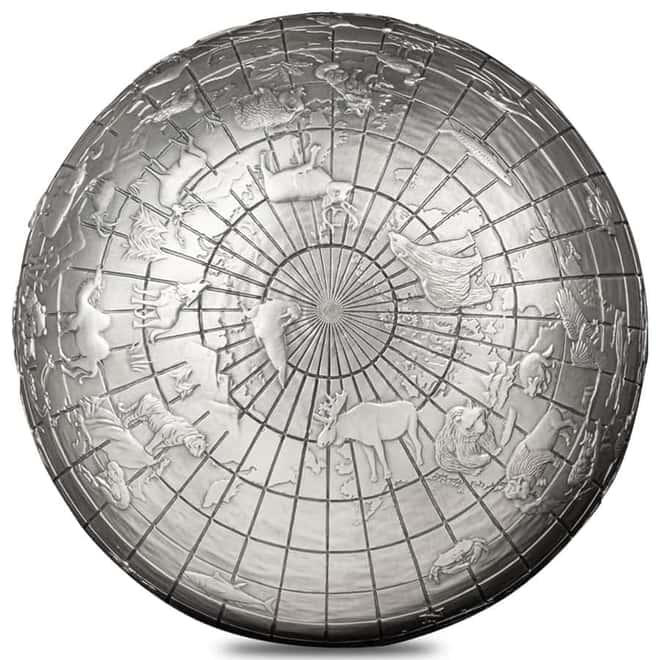 2023 Barbados 1 kilo Silver Animals of the World Globe Coin