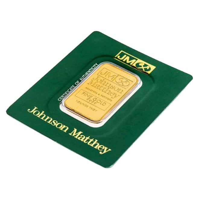 New - 1 oz Johnson Matthey Gold Bar .9999 Fine (In Assay)