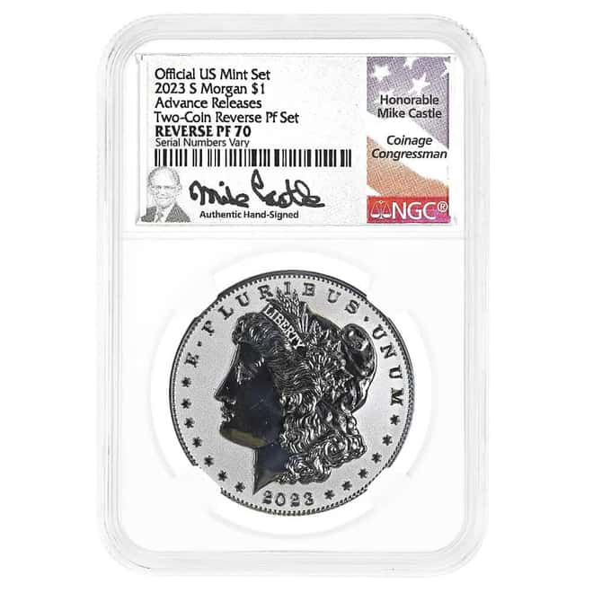2023-S Morgan Silver Dollar Reverse Proof NGC PF 70 AR (Castle)