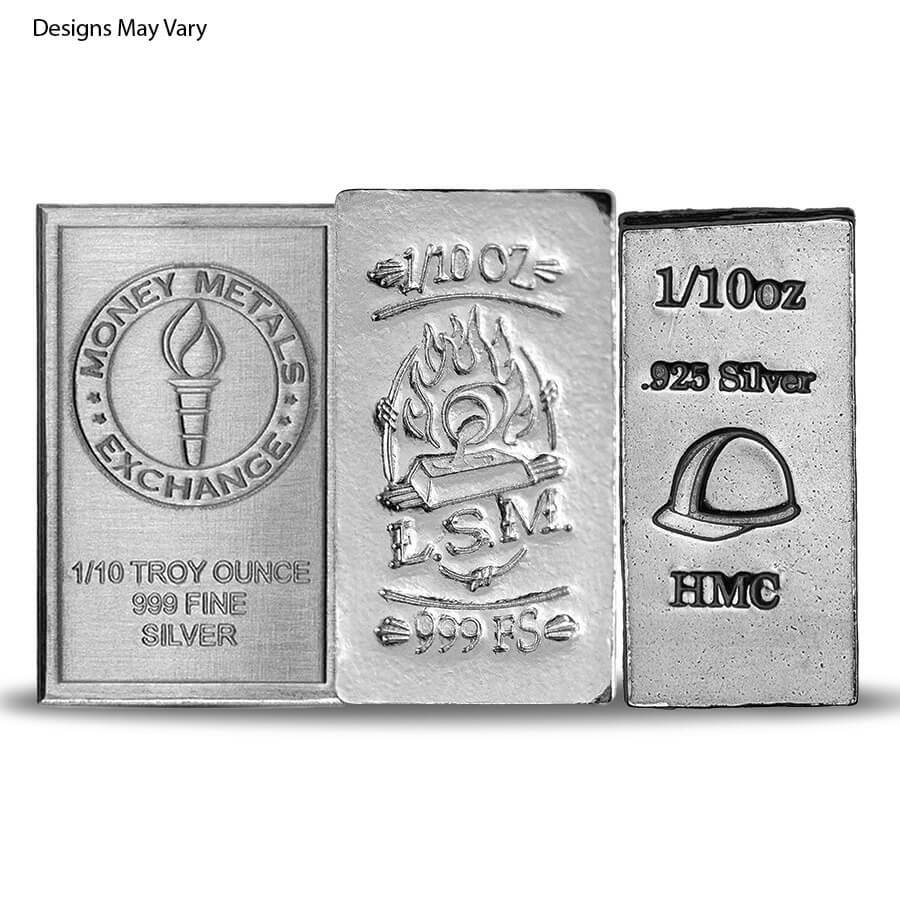 1/10 oz Generic Silver Bar .999 Fine in stock