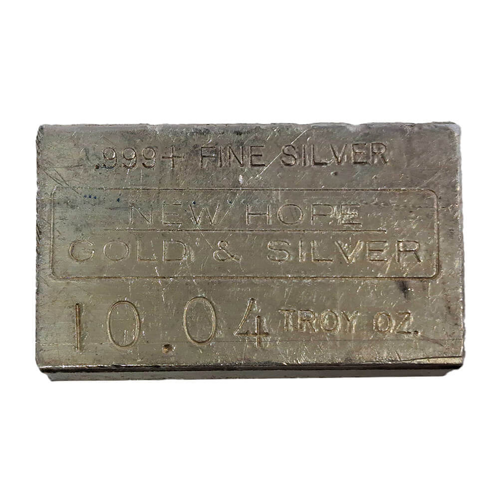 10.04 oz New Hope Gold & Silver Vintage Silver Bar .999 Fine