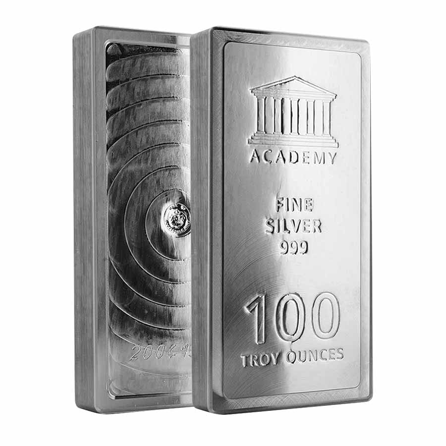 100 oz Academy Stackable Silver Bar .999+ | Bullion Exchanges