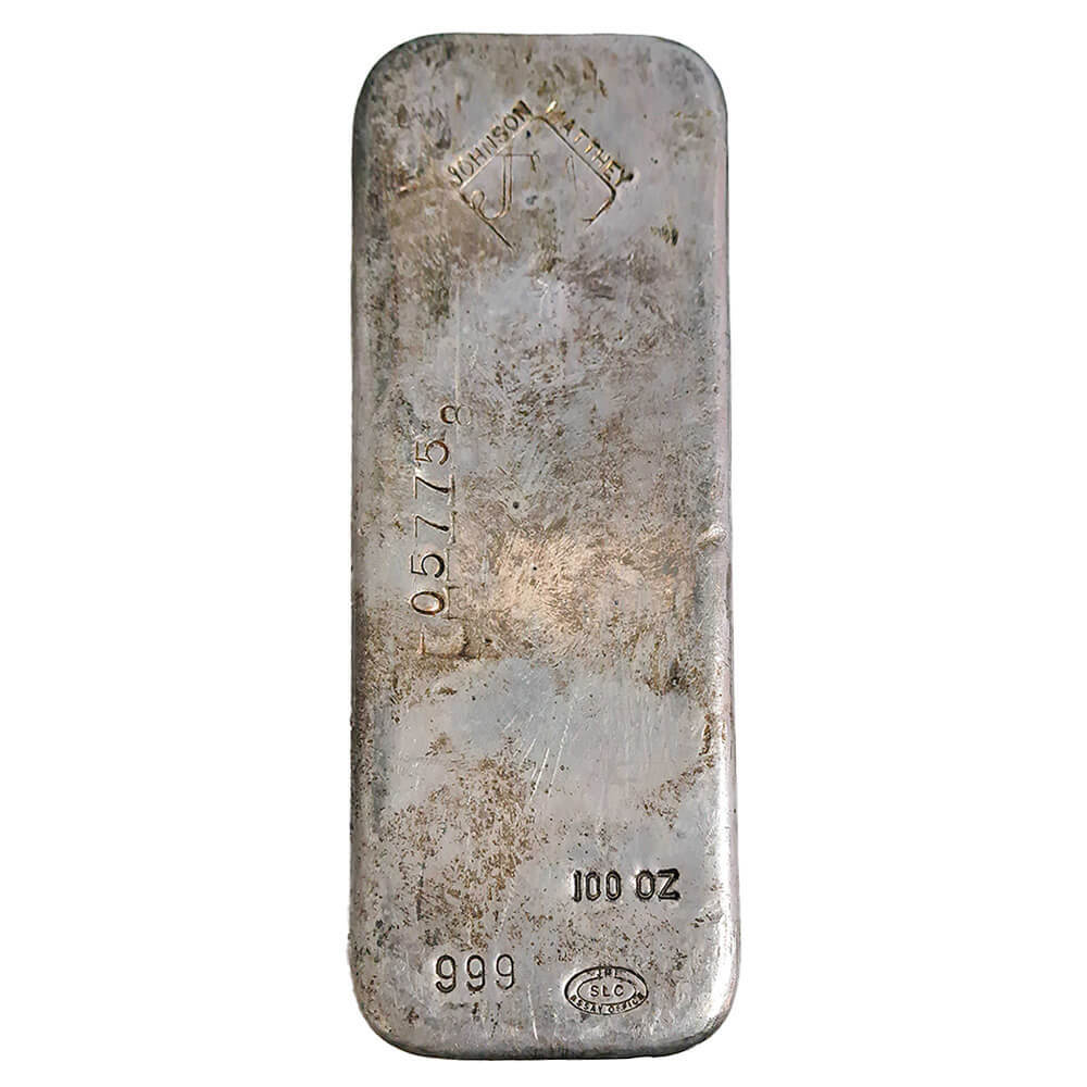 100 oz Johnson Matthey (JM) Serial Number Error Silver Bar