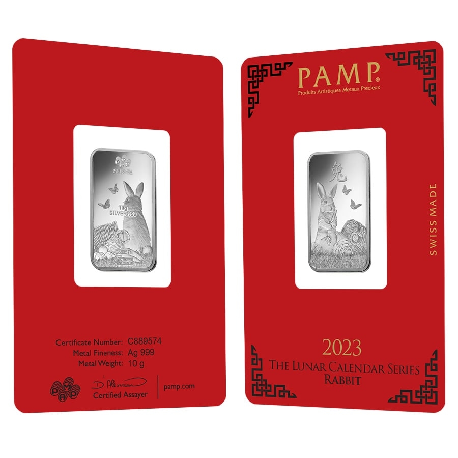 10 gram PAMP Year of the Rabbit Silver Bar | Bullion Exchanges
