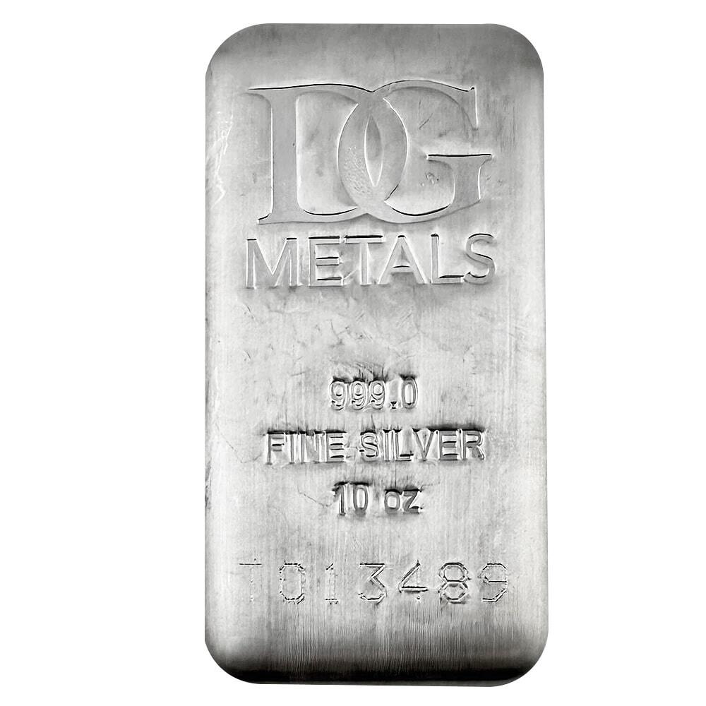 10 oz Dillon Gage Metals (DG) Silver Cast Bar .999 Fine
