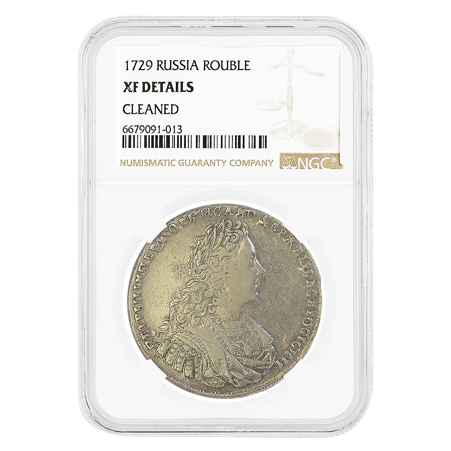 1729 Russia 1 Rouble Silver Coin NGC XF Details In Stock