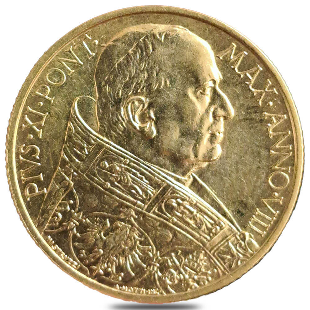 1929-1935 Vatican City Pope Pius XI 100 Lire Gold Coin AU