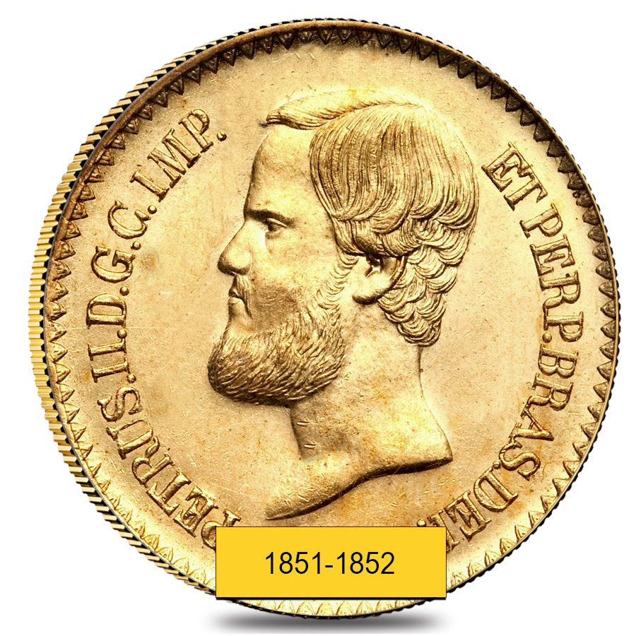 Brazil Gold 20,000 Reis Pedro II Coin Cleaned