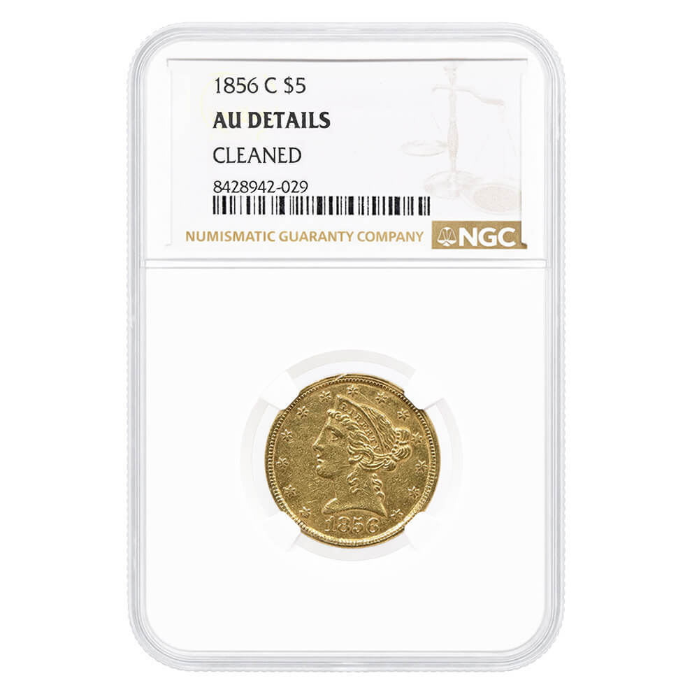 1856-C $5 Liberty Head Half Eagle Gold Coin NGC AU Details
