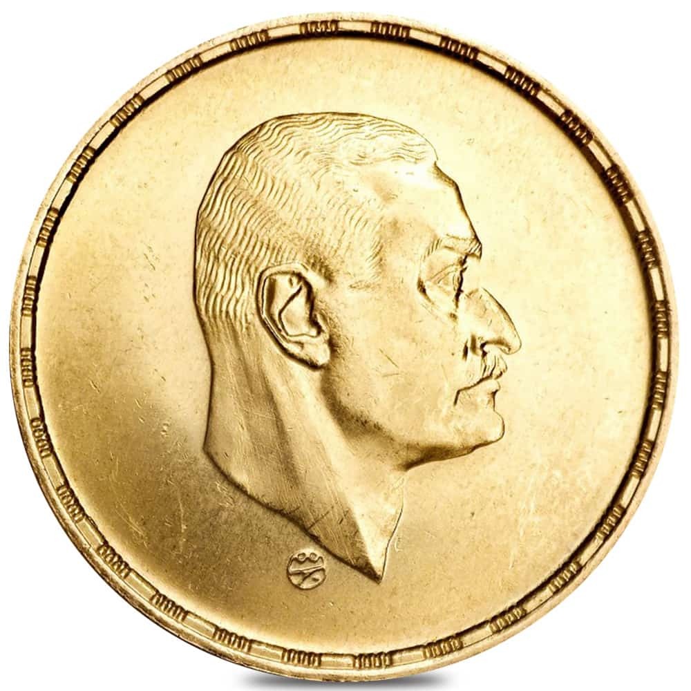 1970 Egypt 5 Pounds President Nasser Gold Coin BU