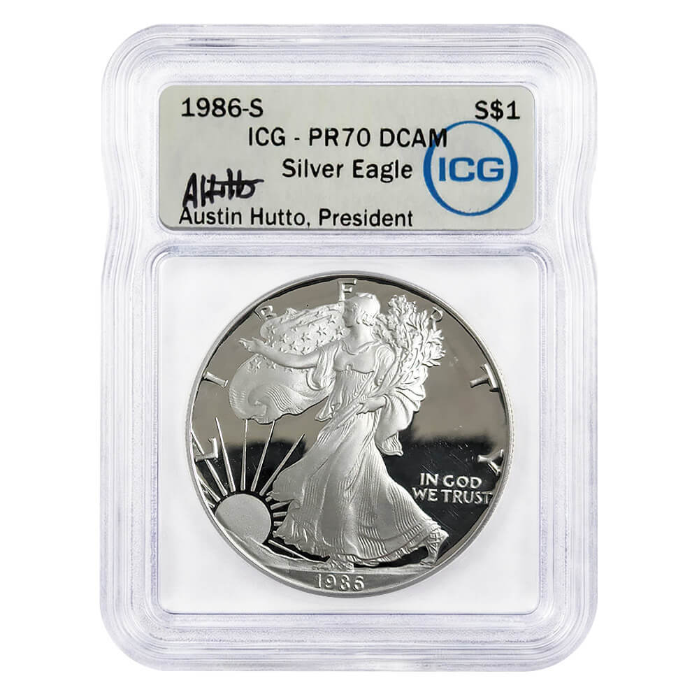 1986-S 1 oz Proof Silver American Eagle ICG PF 70 DCAM