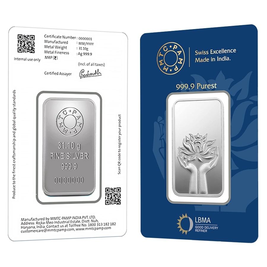 1 oz MMTC PAMP Lotus Silver Bar | Bullion Exchanges