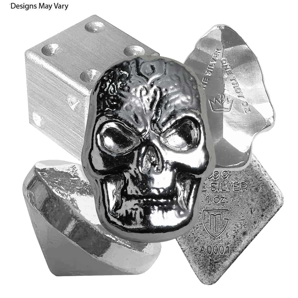 1 oz Shaped Cast Silver Bars .999 Fine (Random Design)