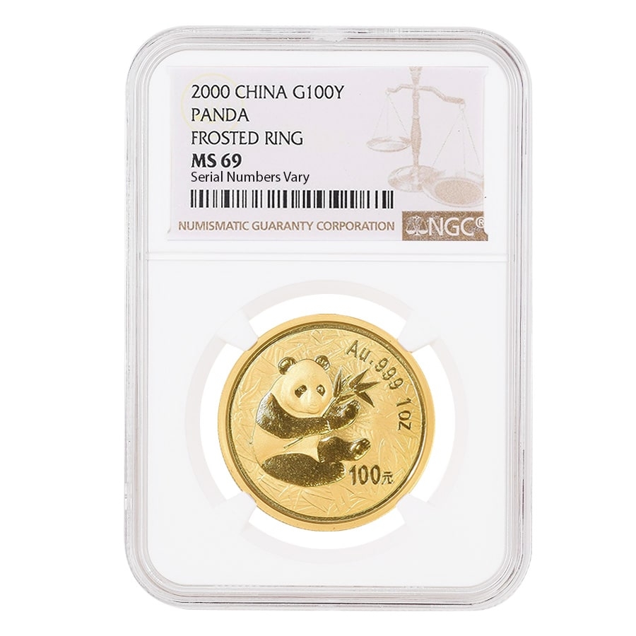 2000 1 oz Gold Panda Frosted Ring NGC MS 69 | Bullion Exchanges