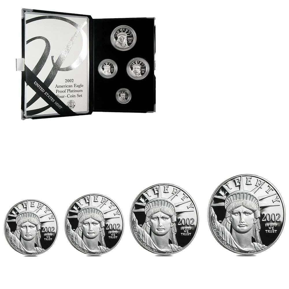 2002-W 1.85 oz Proof Platinum Eagle 4-Coin Set (w/Box & COA)