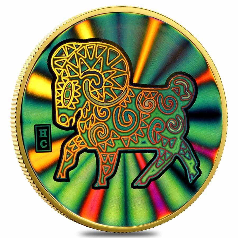 2003 Canada Lunar Sheep Holographic Gold Coin (in Cap)