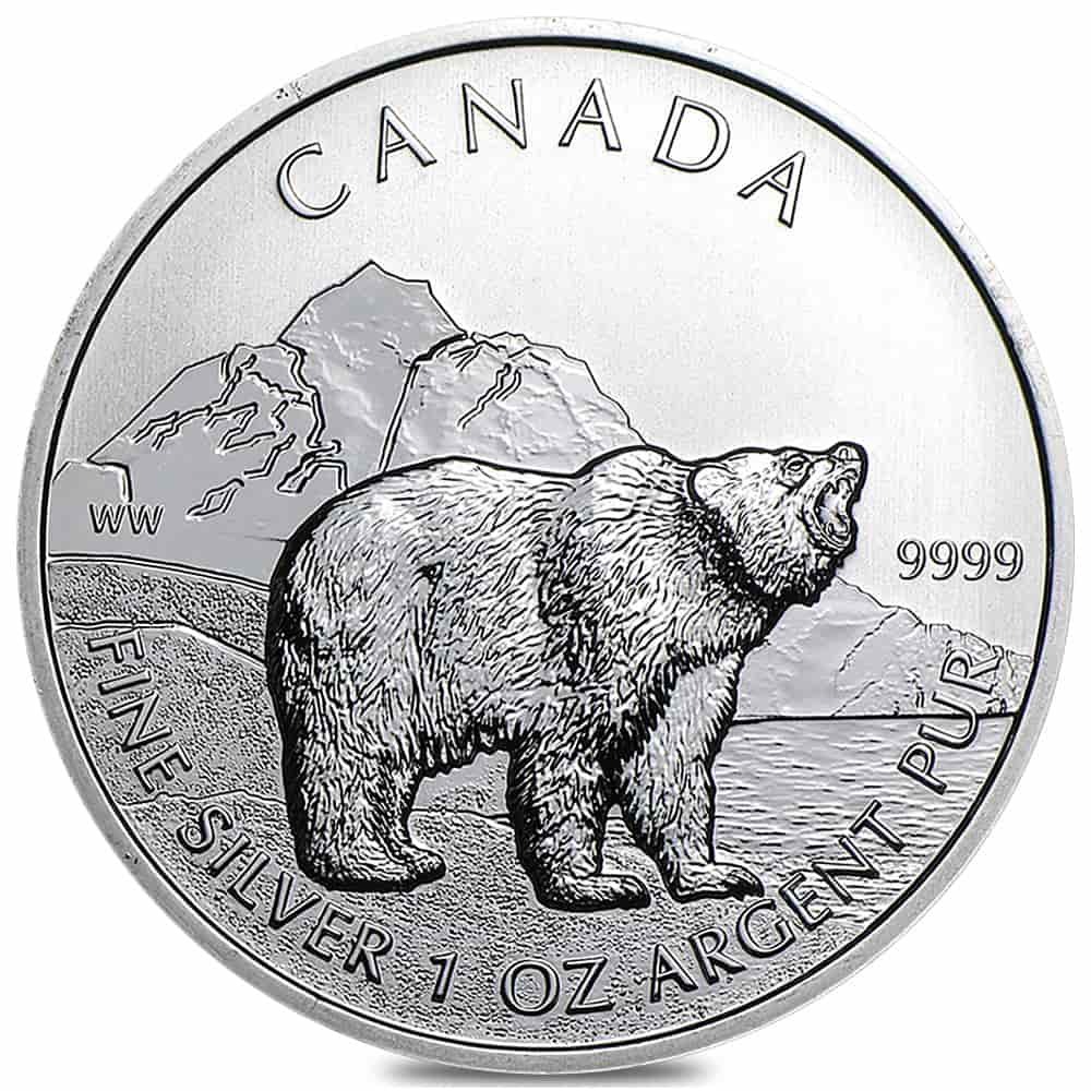 2011 1 oz Canadian Grizzly Bear Wildlife Series Silver Coin