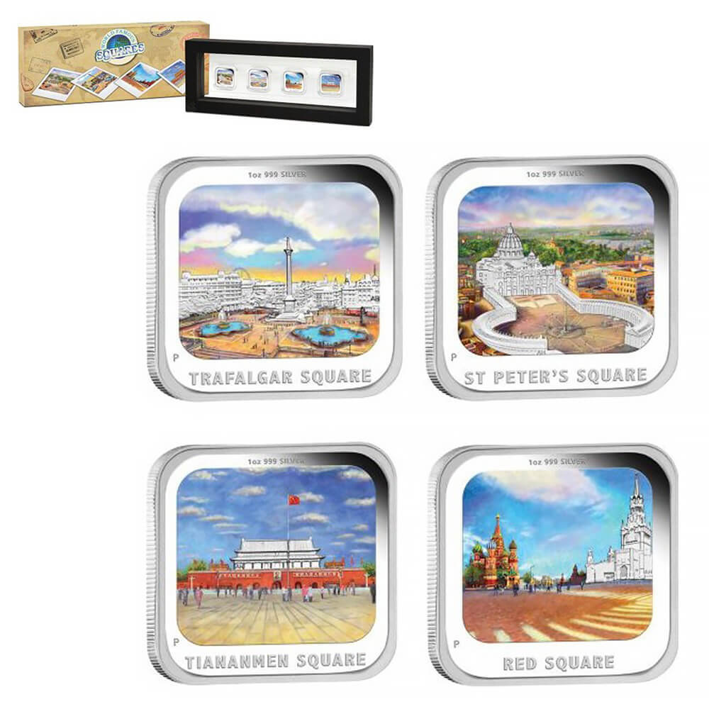 2013 4 oz Proof Silver World Famous Squares Set Perth Mint