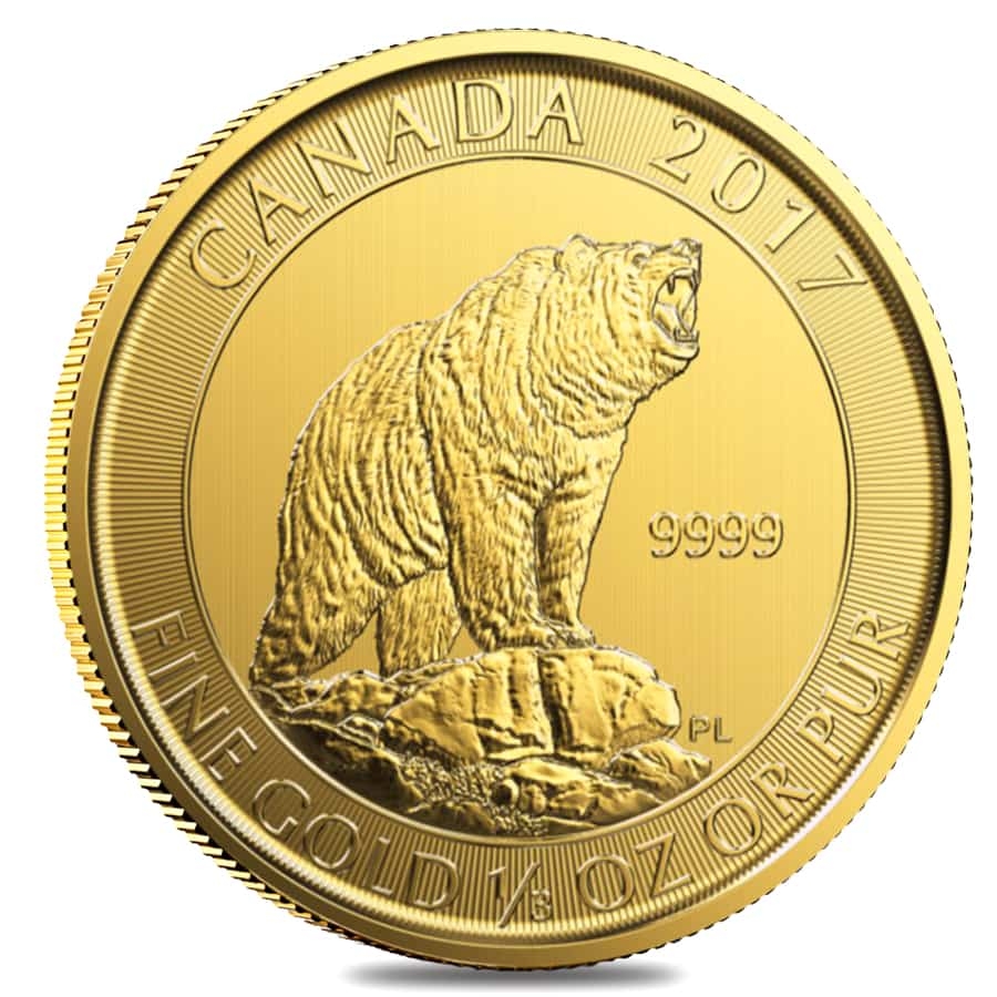 2017 1/3 oz $15 Canadian Grizzly Bear Gold Coin BU (Sealed)