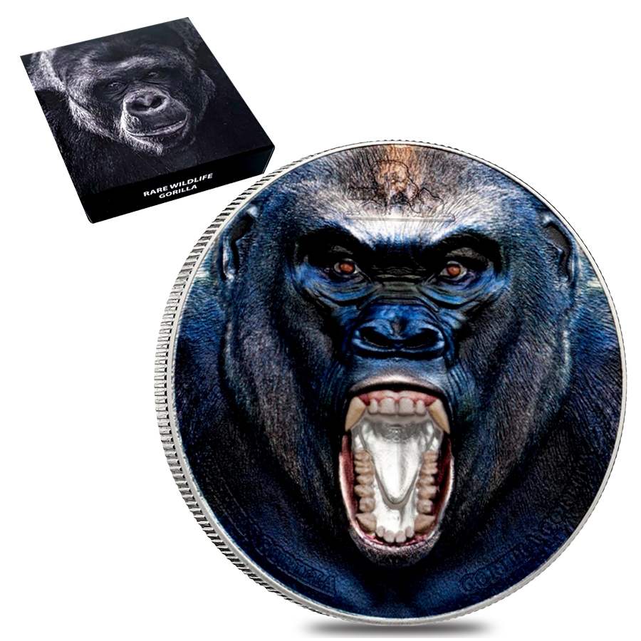 2019 2 oz Silver Gorilla Proof Colorized Coin |Bullion Exchanges