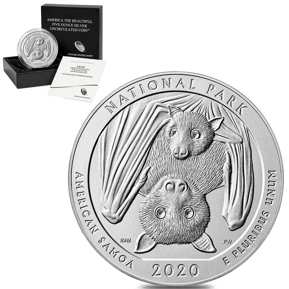 2020-P 5 oz Silver ATB American Samoa National Park Unc Coin