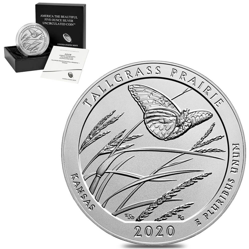 2020 5 oz Silver ATB Kansas Tallgrass Prairie Coin