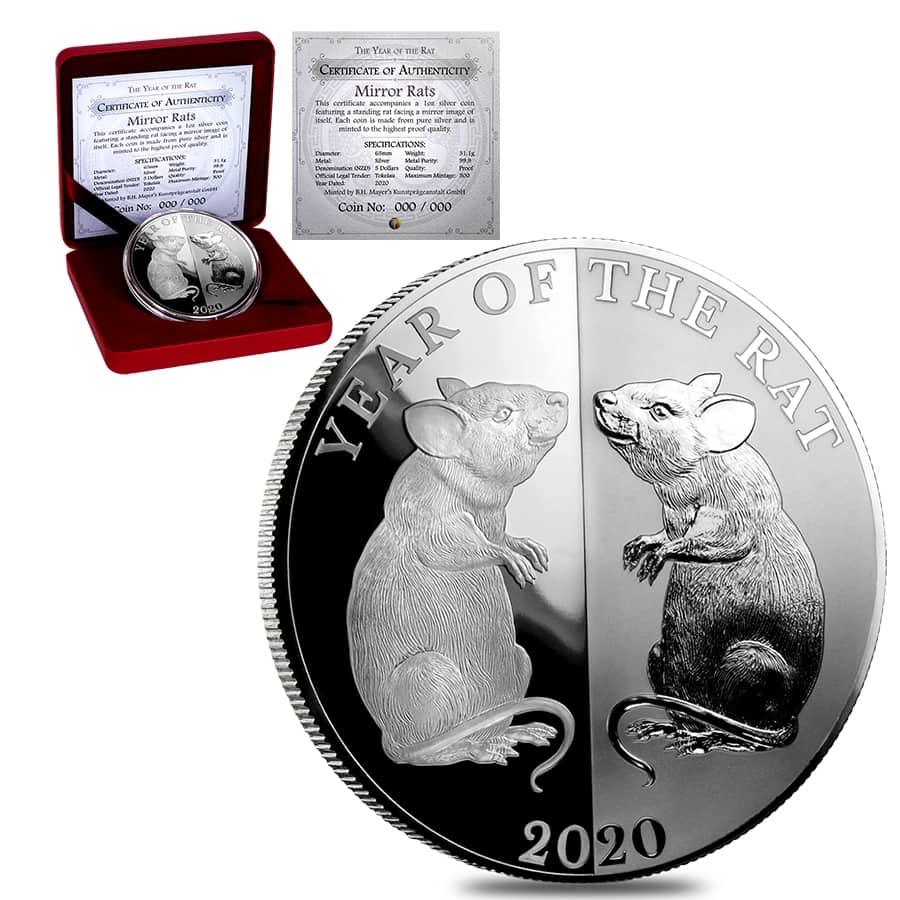 2020 1 oz Silver Lunar Rat Mirror Rats Coin | Bullion Exchanges