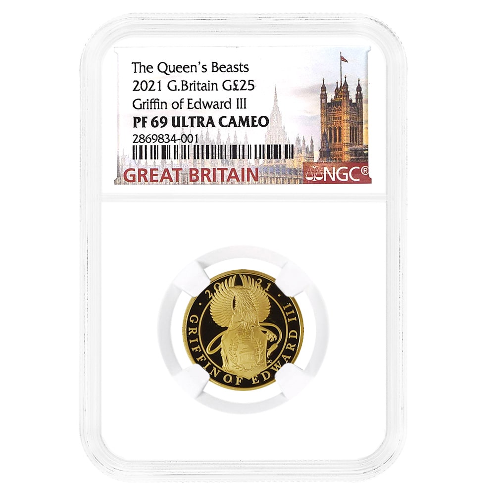 2021 1/4 oz Queen's Beasts Griffin of Edward III Gold NGC PF 69