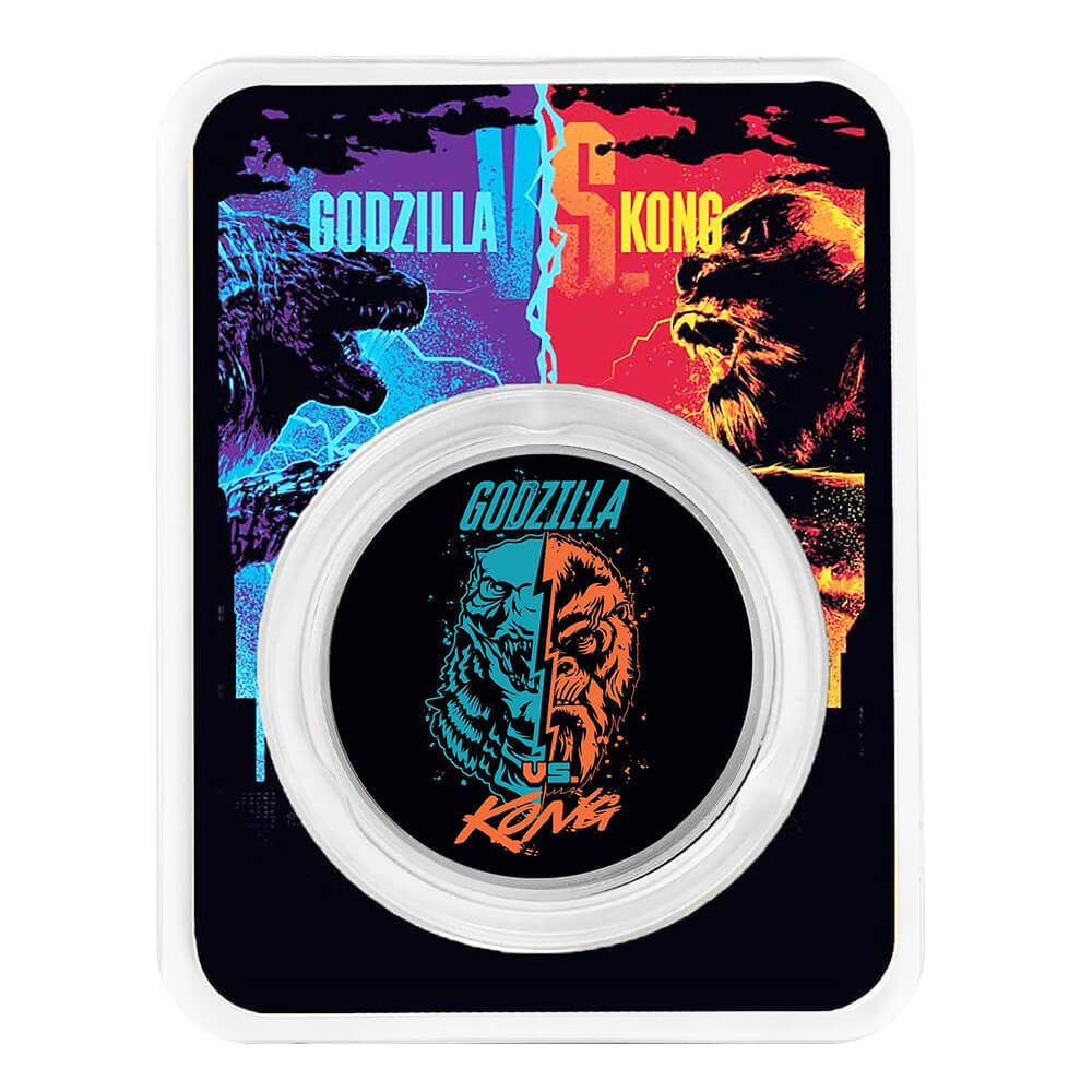 Niue 1 oz Godzilla/Kong Face-off Silver Coin (in TEP)