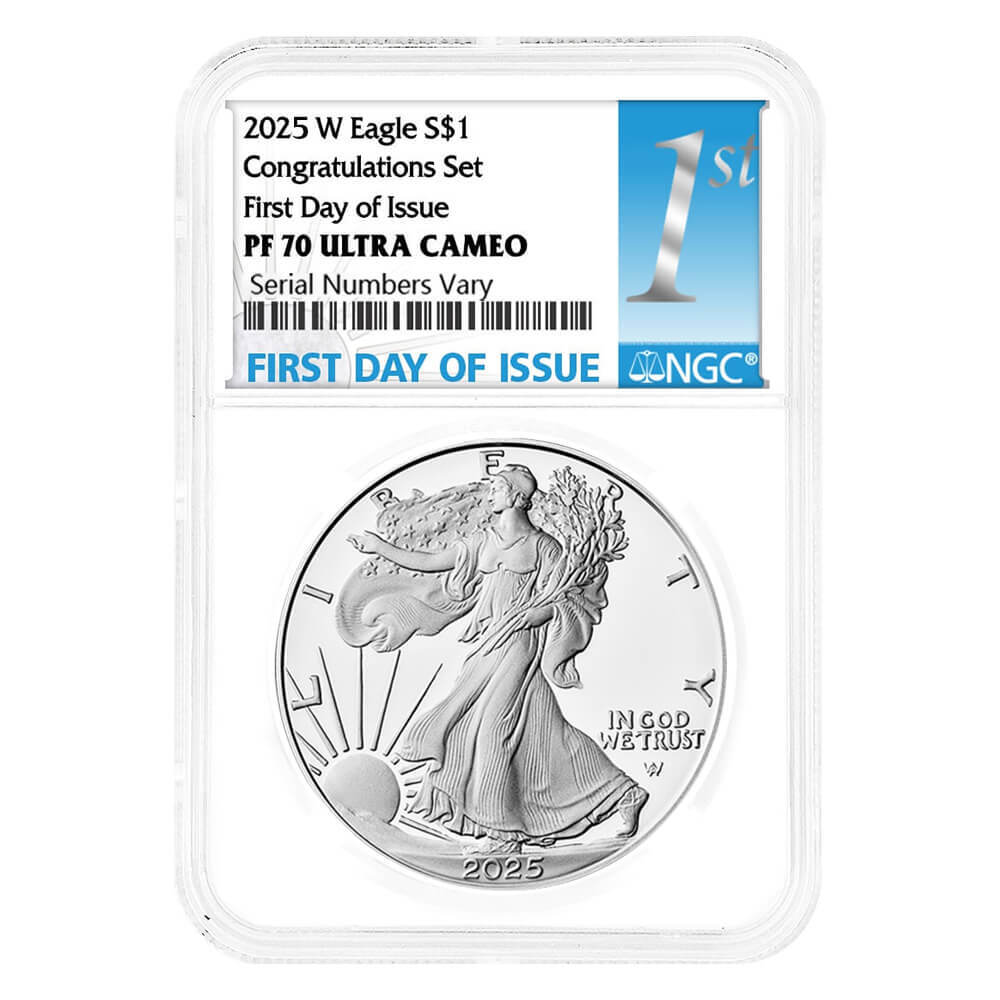 2025-W 1 oz Proof Silver Eagle Congratulations Set NGC PF 70