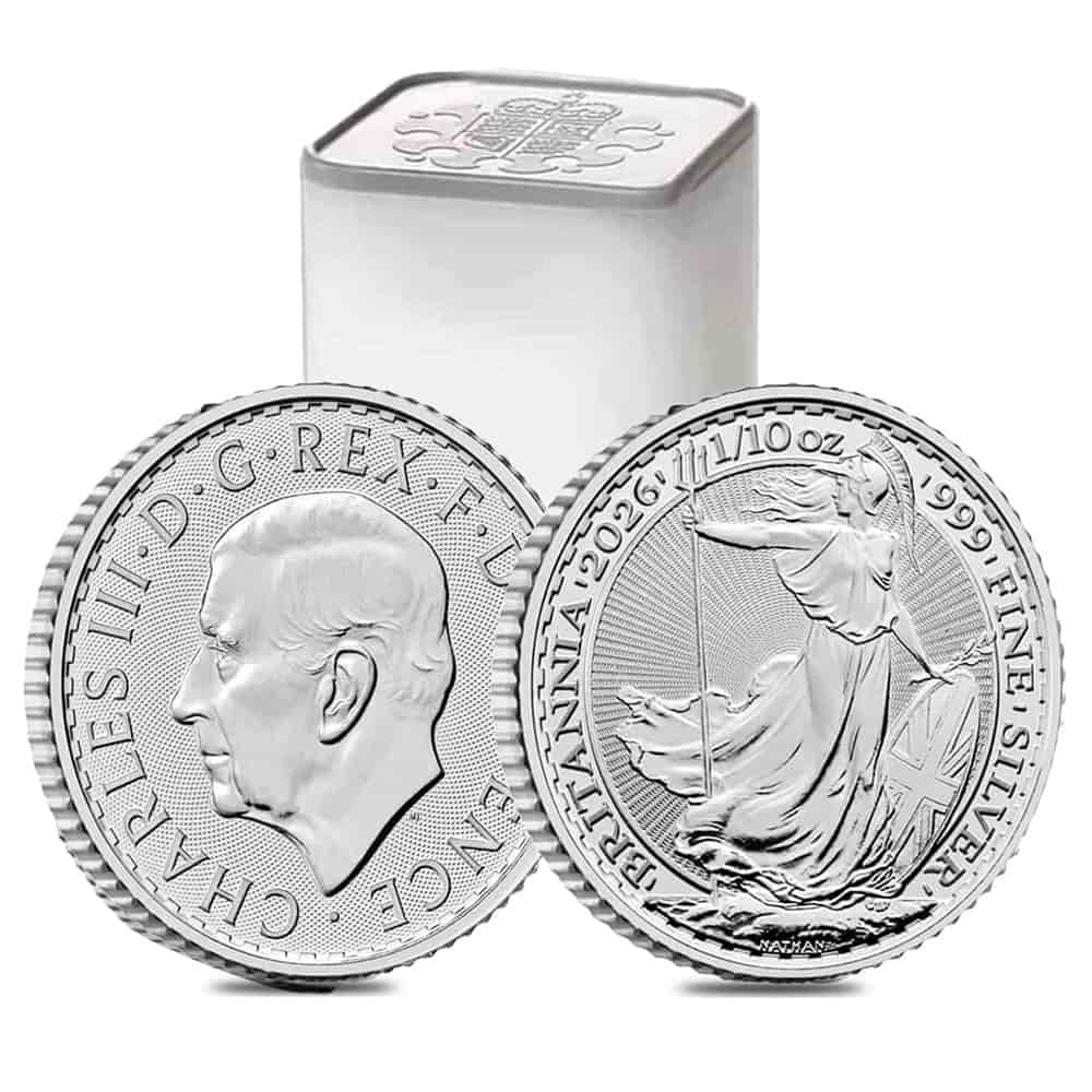 Tube of 16 - 2026 1/10 oz Silver Britannia Coin BU
