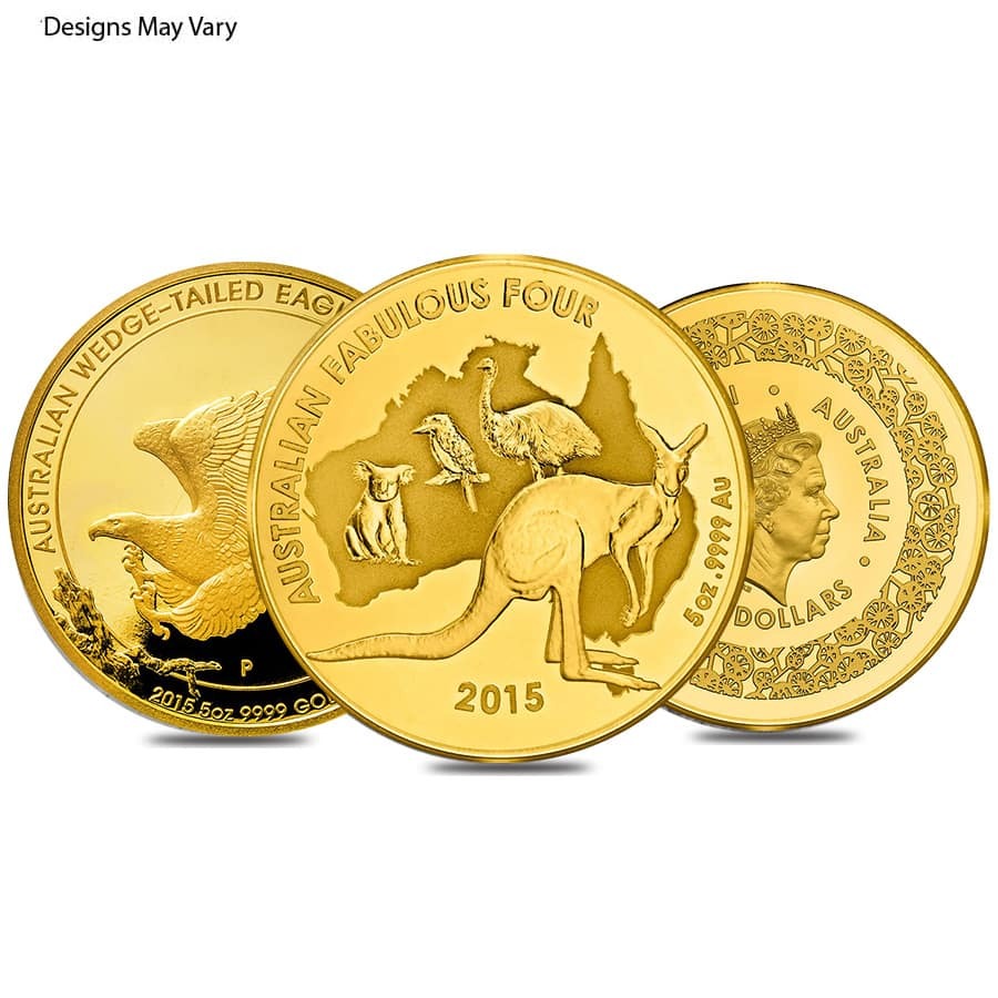 5 oz Gold Coin Random Mint .999+ Fine BU/Proof in Stock