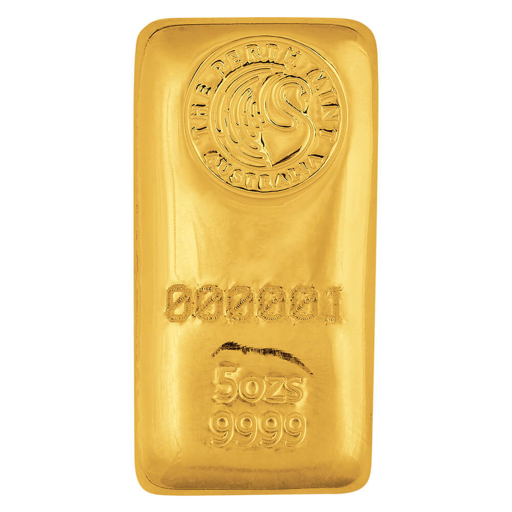 5 oz Perth Mint Cast Gold Bar .9999 Fine