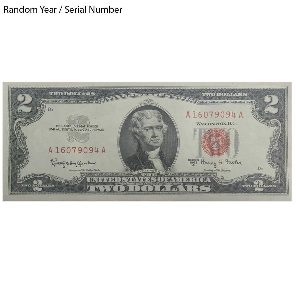 $2 Bill Legal Tender Currency Note Red Seal AU/CU (Random Year)