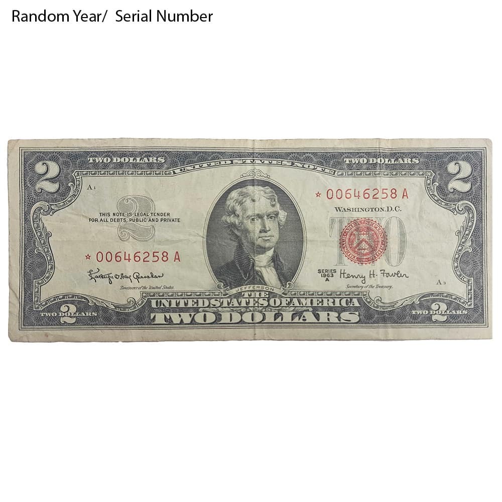 $2 Bill Legal Tender Currency Star Note Red Seal Avg Circ