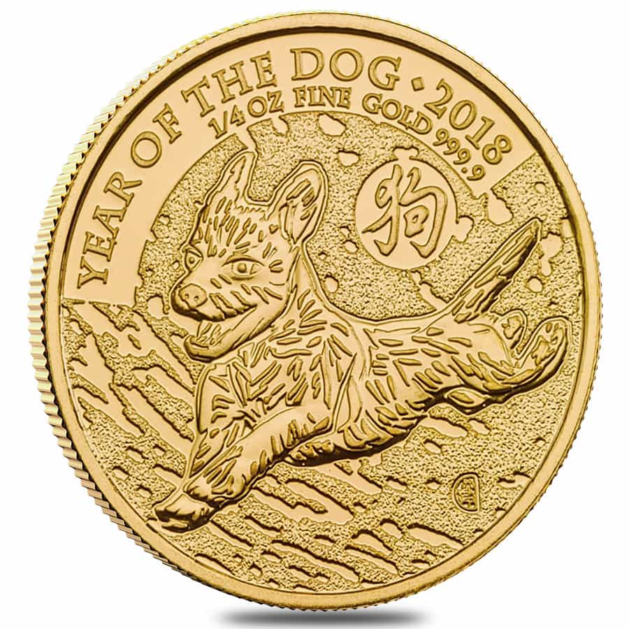 2018 Britain 1/4 oz Gold Year of Dog Coin BU|Bullion Exchanges