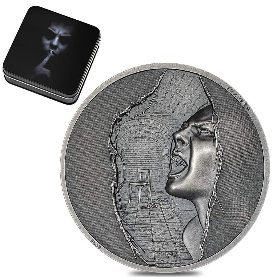 2023 Cook Islands 1 oz Silver Trapped Escape Antiqued Coin