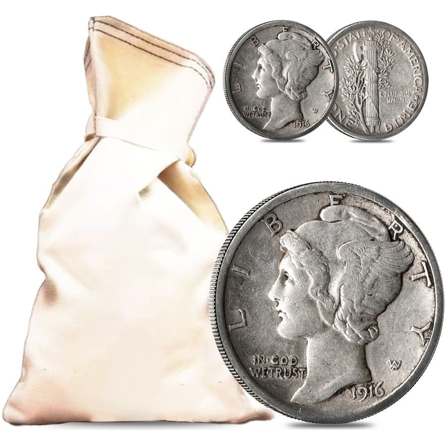 $500 Face Value Bag - 5000 Coins - Mercury Dimes 90% Silver