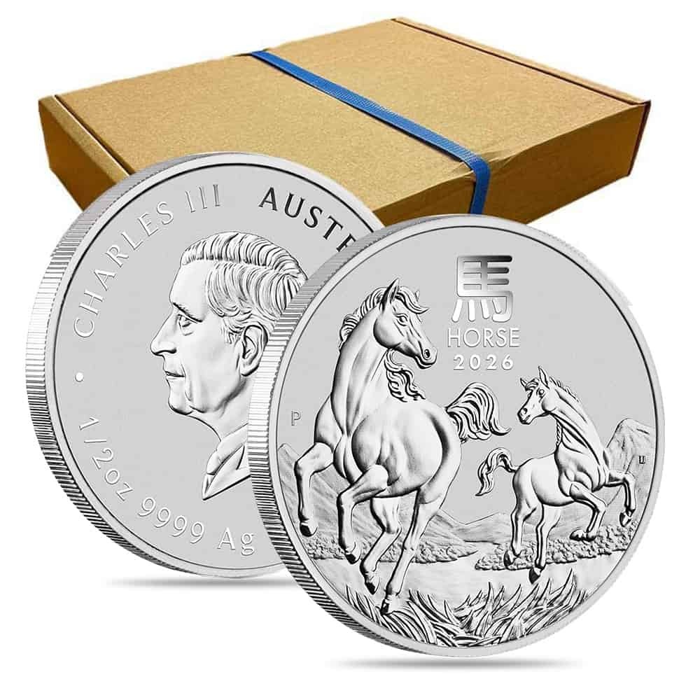 Box of 100 - 2026 1/2 oz Silver Lunar Horse BU Perth Mint