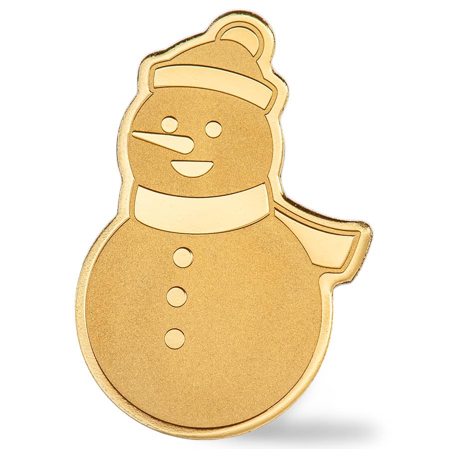 1/2 gram Gold Snowman Coin Palau .9999 Fine (Christmas)
