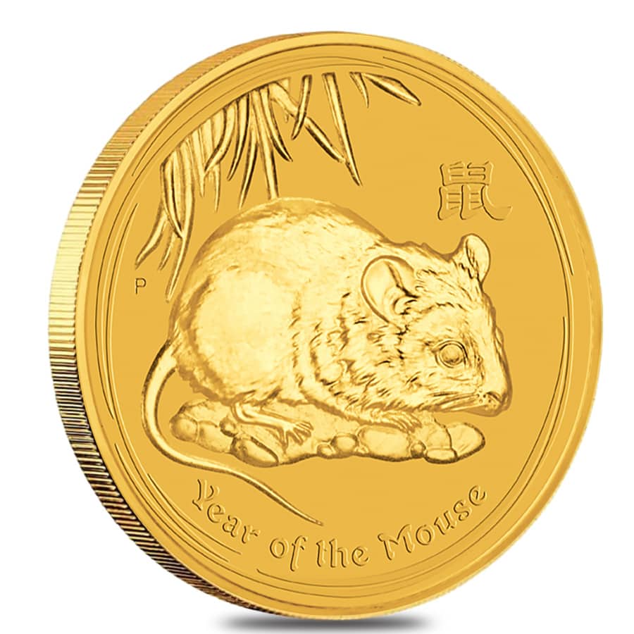 2008 2 oz Gold Lunar Mouse BU Australia Perth Mint Series II