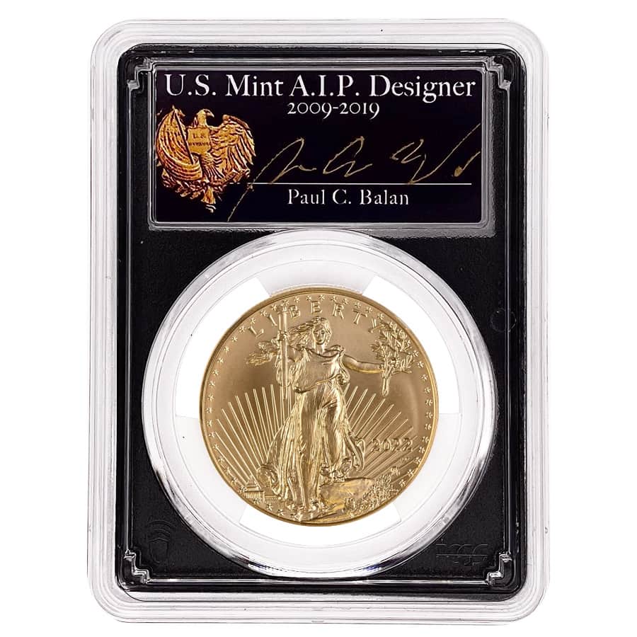 2022-W 1 oz $50 Burnished Gold Eagle PCGS SP 70 FD (Balan Sign)