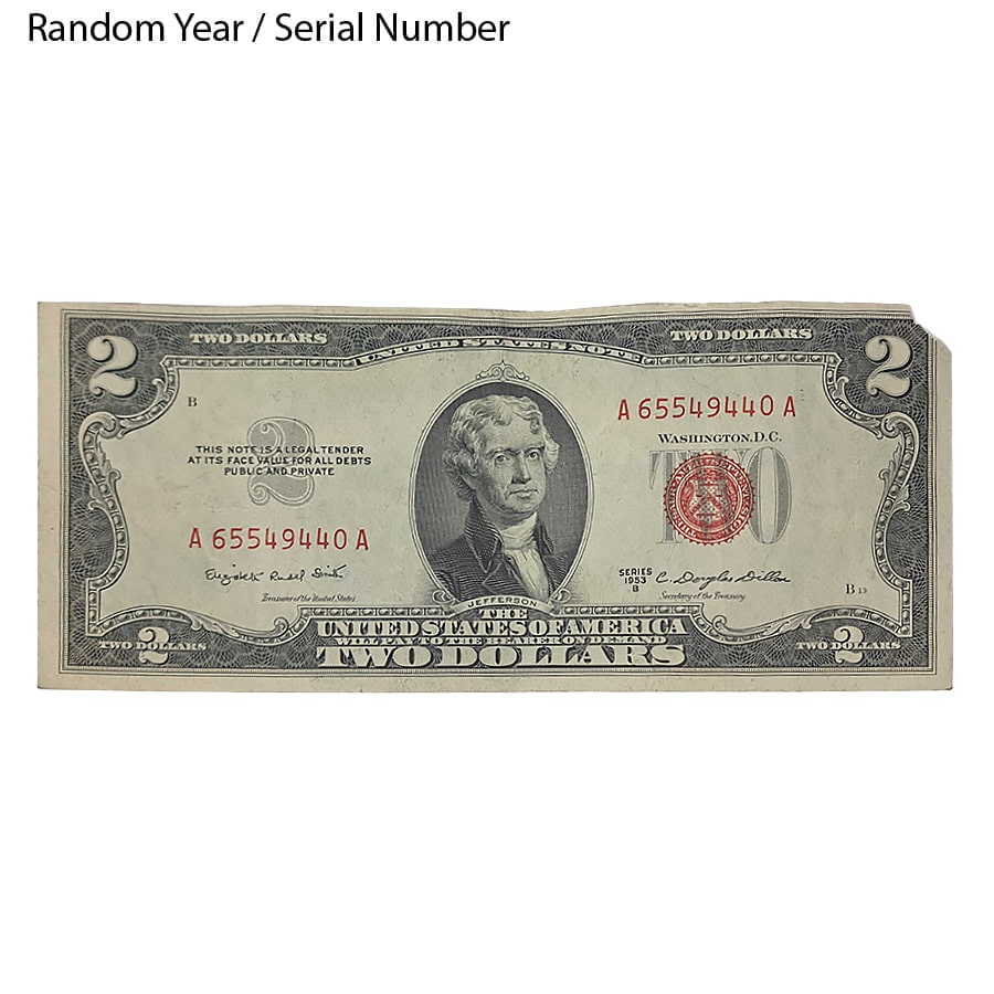$2 Bill Legal Tender Currency Note Red Seal Cull (Random Year)