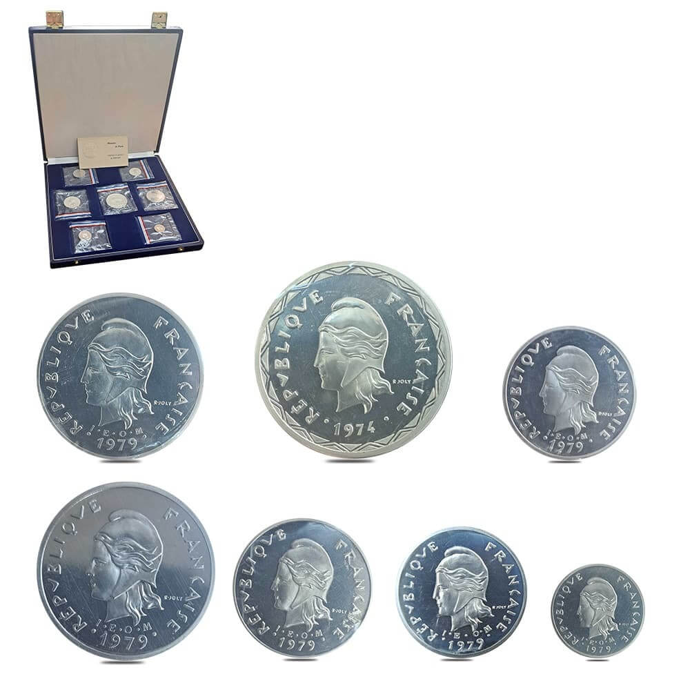1974-1979 French Colonial Piedfort New Hebrides Silver Set