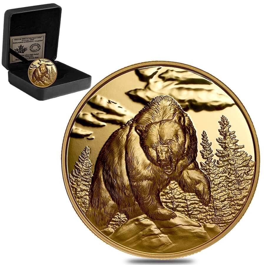 2023 Canada 1 oz Gold Grizzly Bear Great Hunters High Relief